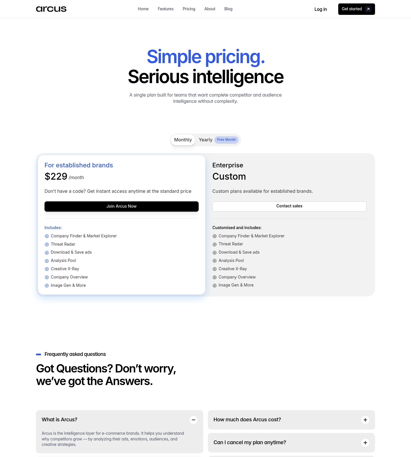 Saaspo | Arcus Pricing Page